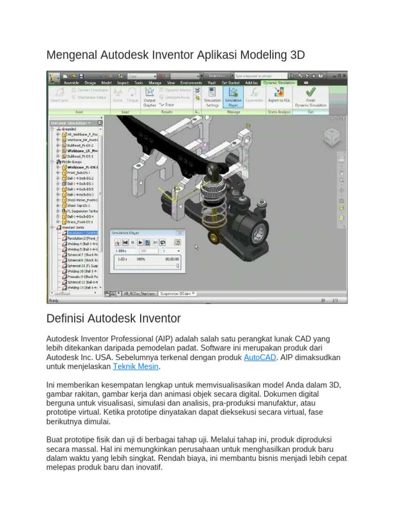 Mengenal Autodesk Inventor Aplikasi Modeling 3D | PDF