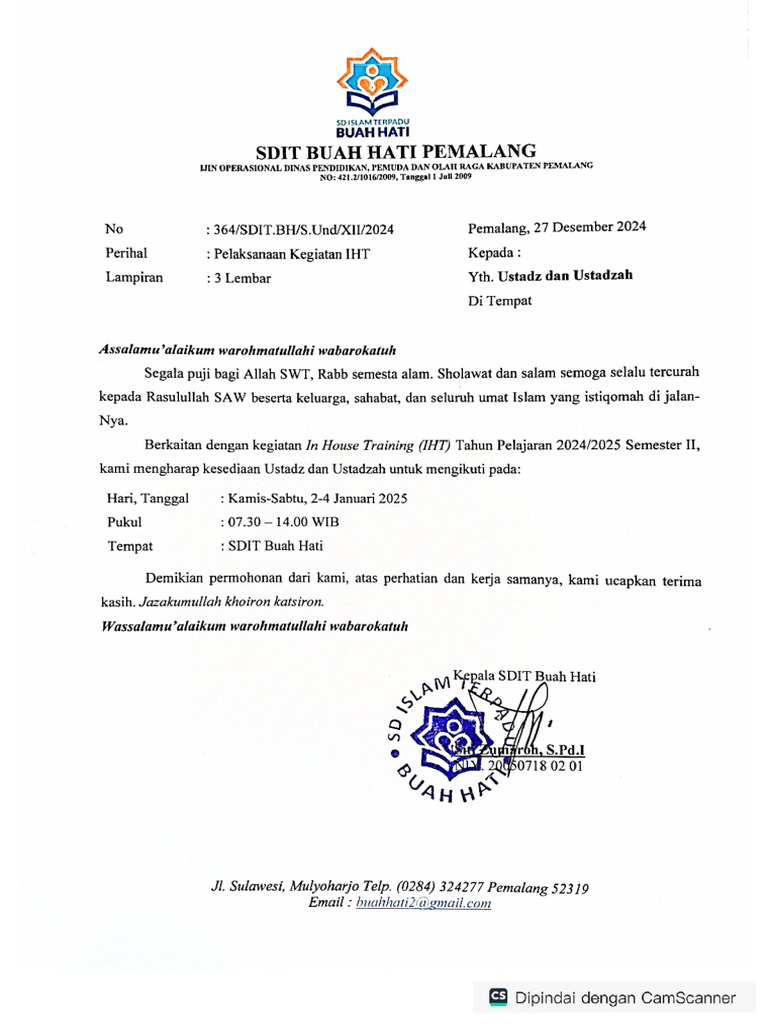 UNDANGAN IHT SEMESTER GENAP (2024-2025) | PDF