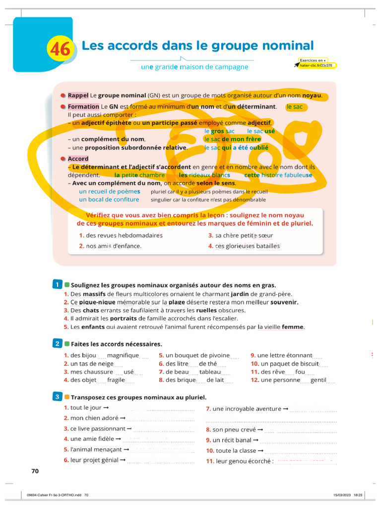 Les accords dans le groupe nominal | PDF