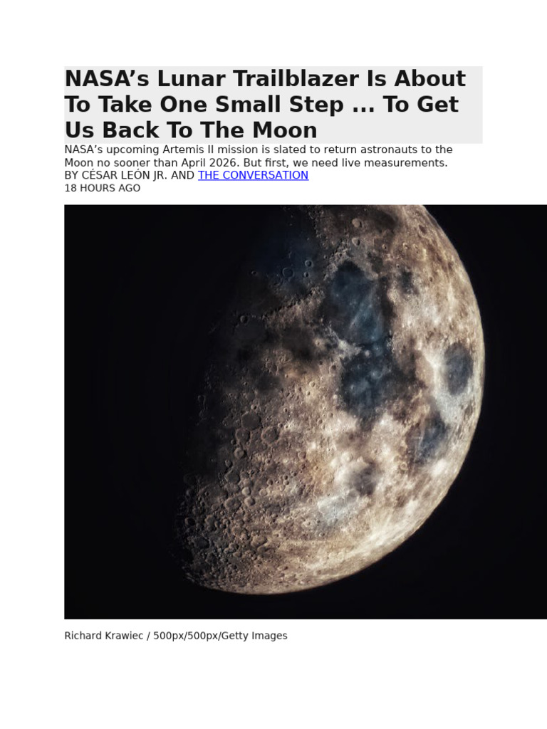 NASA's Lunar Trailblazer Is About To Take One Small Step ... To Get Us Back To The Moon | PDF ...
