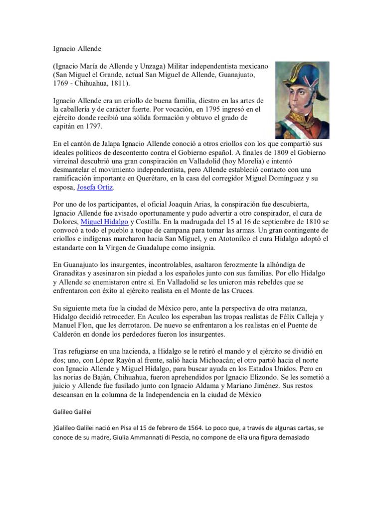 Biografía de Ignacio Allende | PDF | Galileo Galilei | Agitación