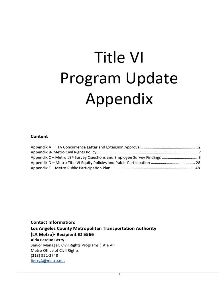 2019-0599 Attachment B Appendix Section 2019 Title VI Program Update ...