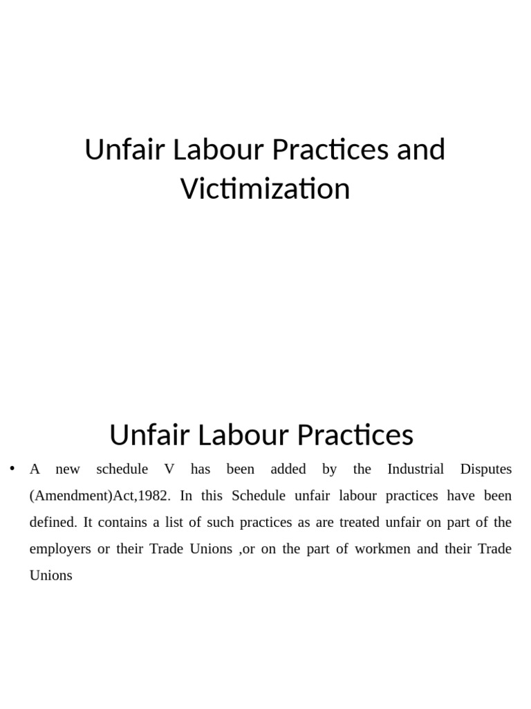 Unfair Labour Practices and Victimization 2 | PDF | Trade Union ...