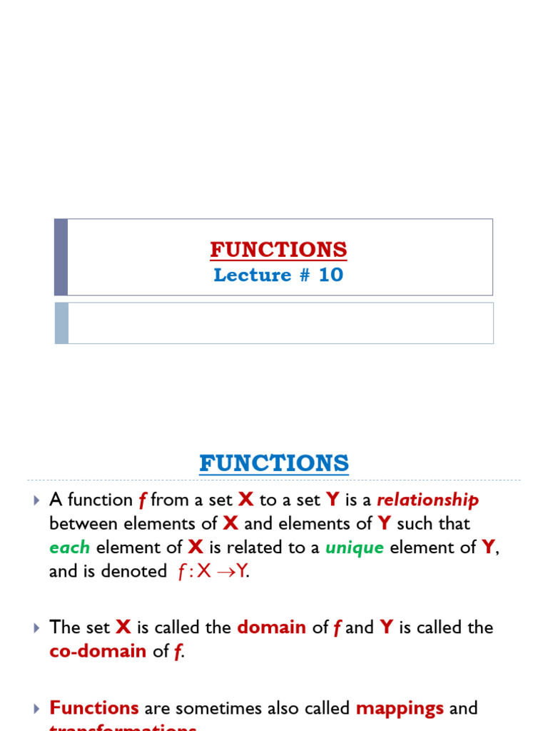 Lecture # 10(11) | PDF | Function (Mathematics) | Functions And Mappings Lecture # 10(11) | PDF | Function (Mathematics) | Functions And Mappings