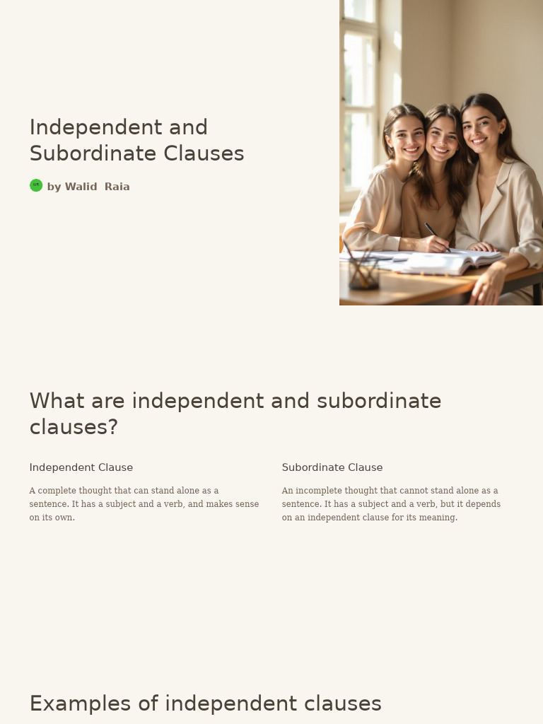 Understanding Independent & Subordinate Clauses | PDF | Syntax ...