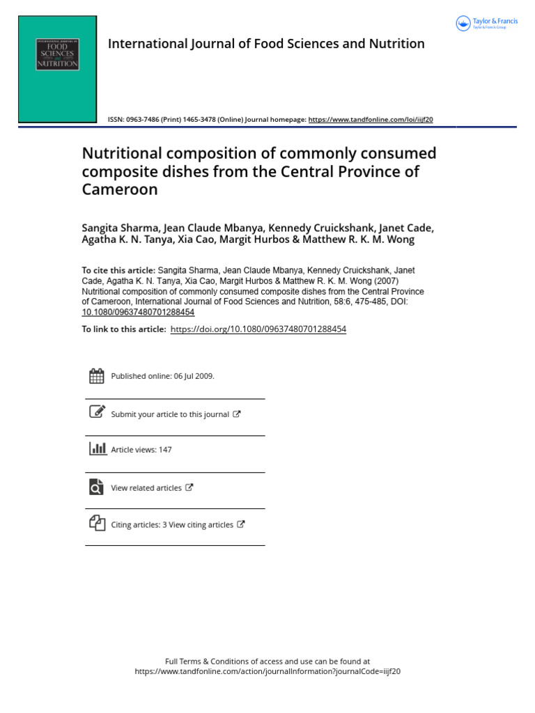 Nutritional Composition of Commonly Consumed Composite Dishes From The ...
