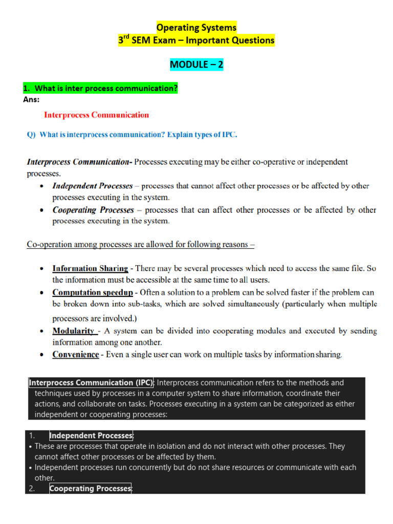 OS Important M-2 | PDF | Thread (Computing) | Process (Computing)