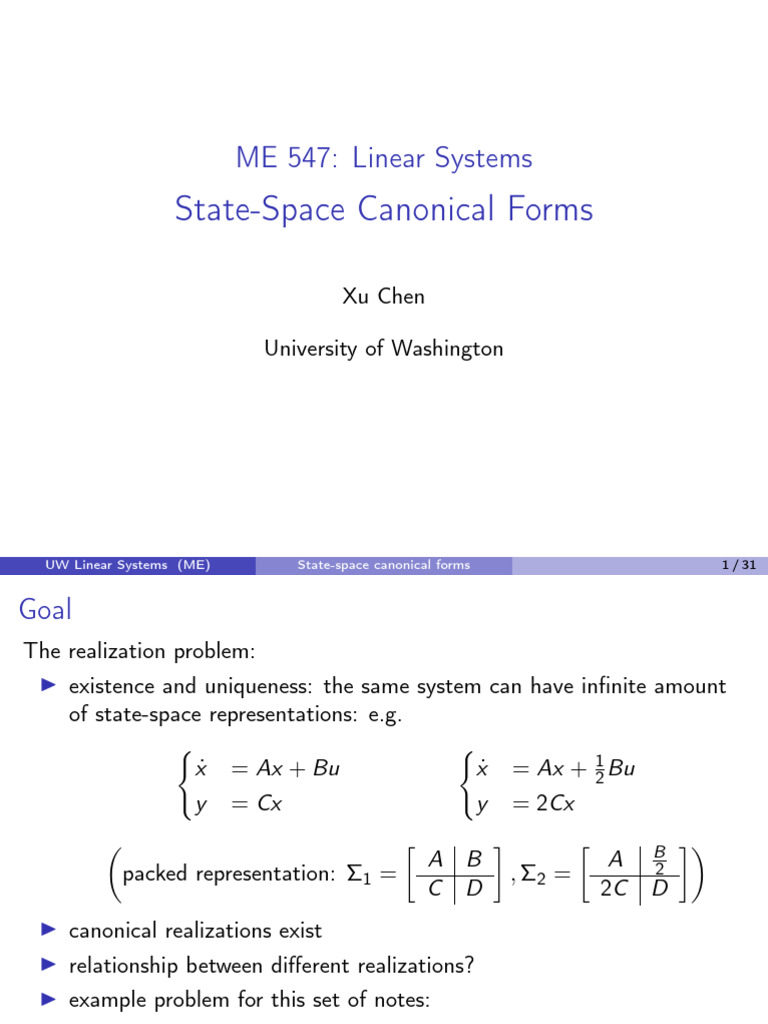 State Space Canonical forms | PDF | Matrix Theory | Applied Mathematics