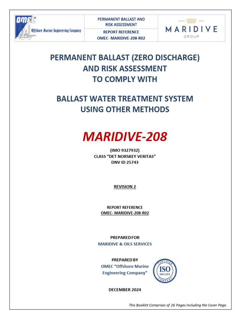 Omec-Maridive-208-R02, R2 Permanent Ballast and Risk Assessment | PDF ...