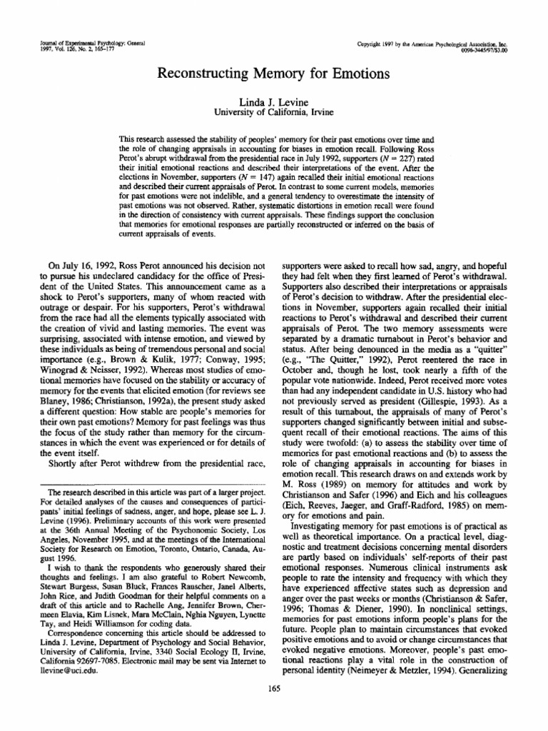 Reconstructing_Memory_for_Emotions | PDF | Emotions | Affect (Psychology)