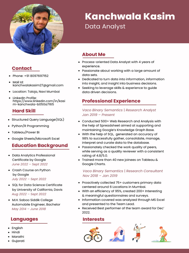 Resume Kasim Data Analyst | PDF | Data | Data Analysis