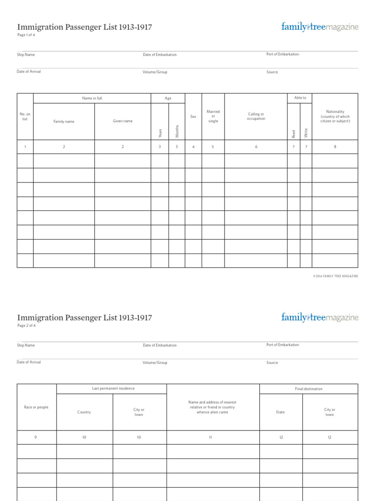 Passenger List 1913-1917 | PDF | Immigration | Human Migration