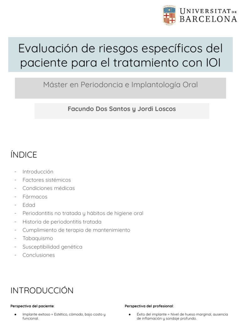 Evaluacion de Riesgos Especificos Del Paciente para El Tratamiento Con IOI | PDF | Osteoporosis ...