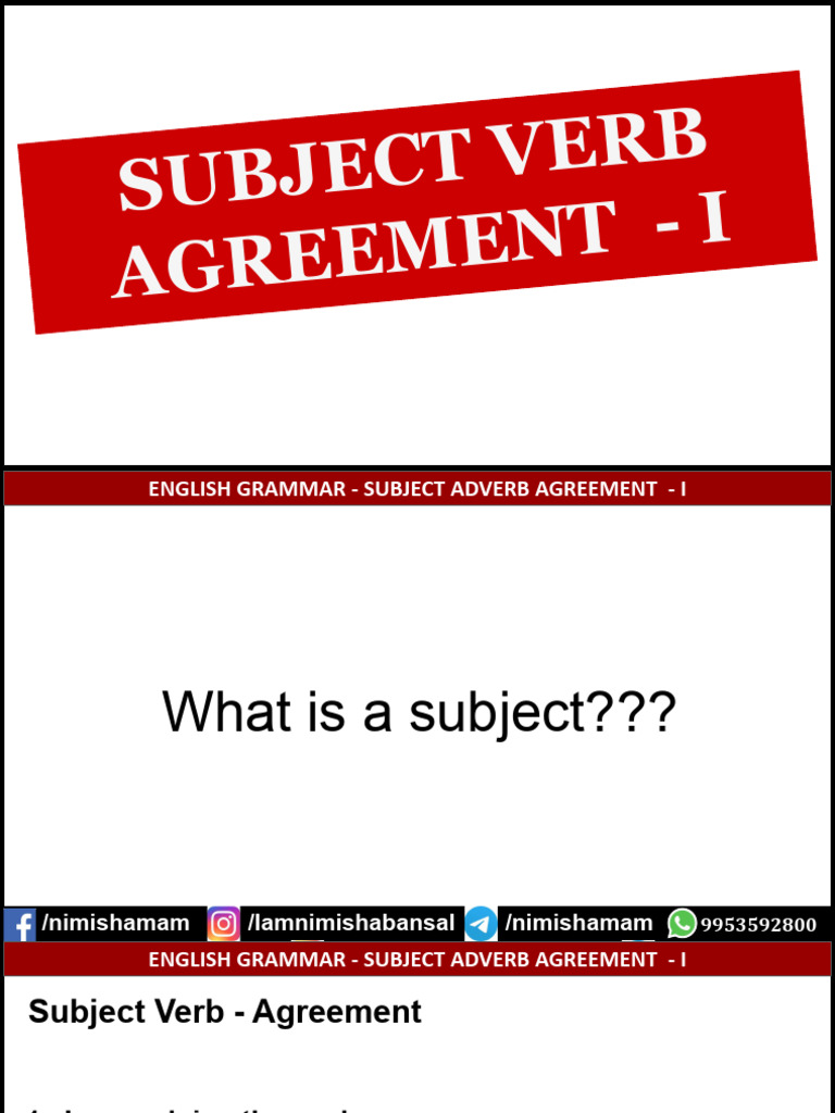 50 Hour Foundation Course Complete English Subject Verb Agreement | PDF ...