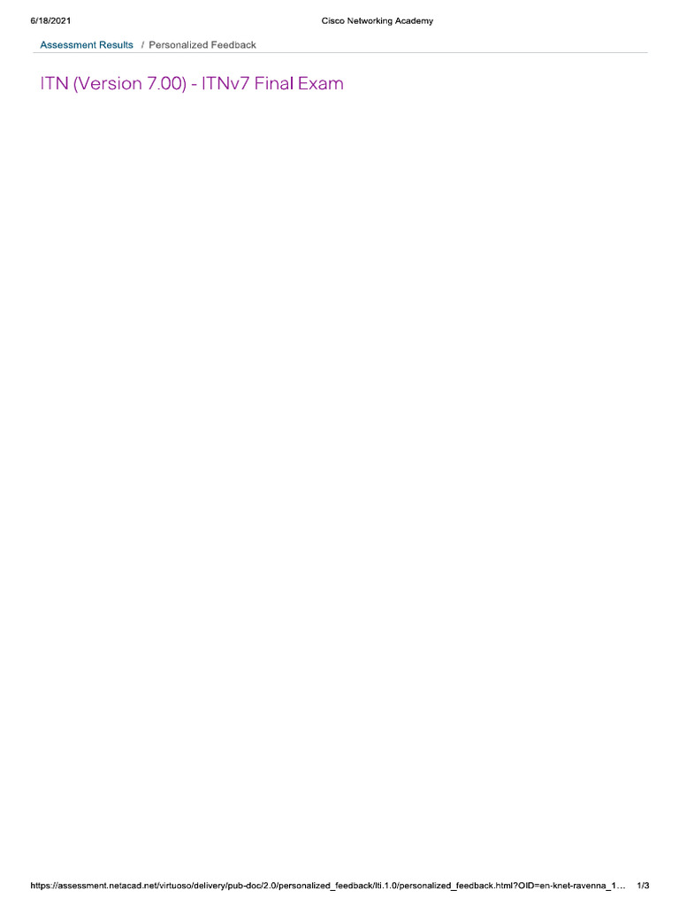 ITN (Version 7.00) - ITNv7 Final Exam | PDF