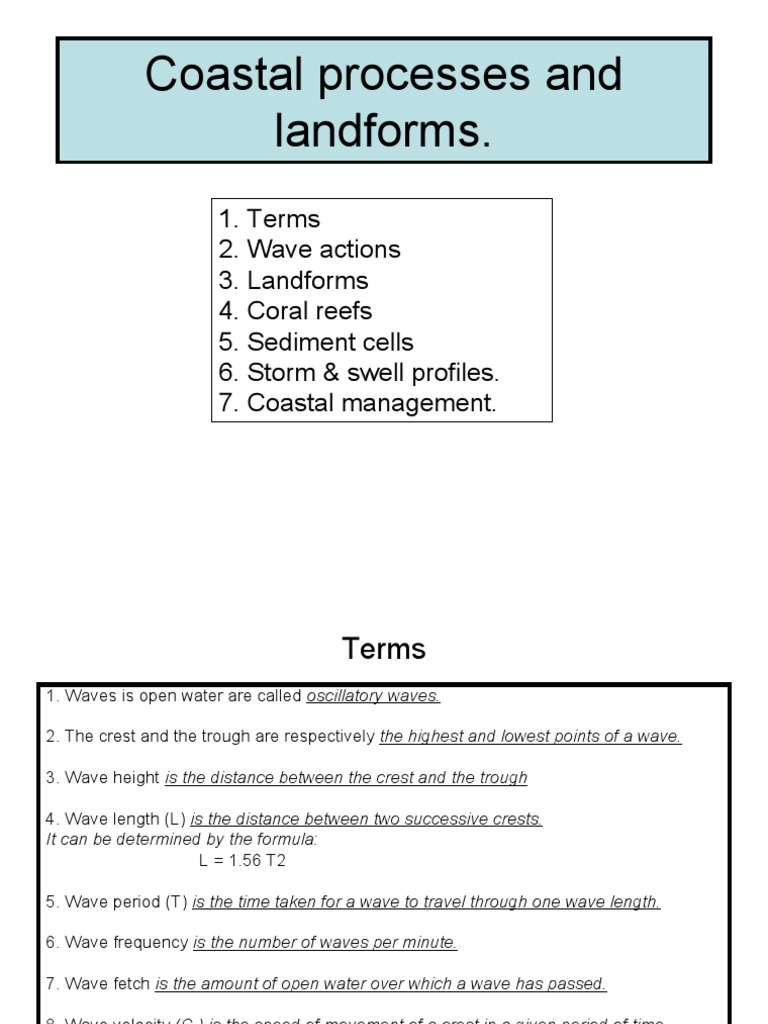 Coastal Processes and Landforms Explained | PDF | Beach | Shoal