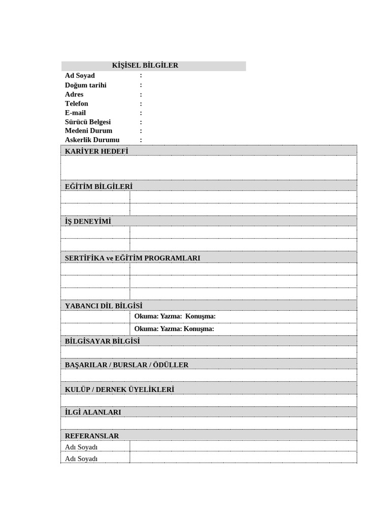 Ornek CV Turkce | PDF