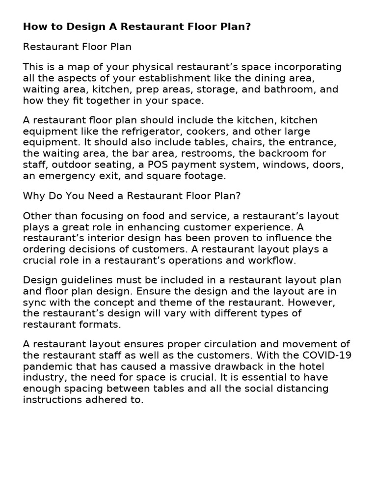 Designing an Effective Restaurant Floor Plan | PDF | Kitchen | Restaurants
