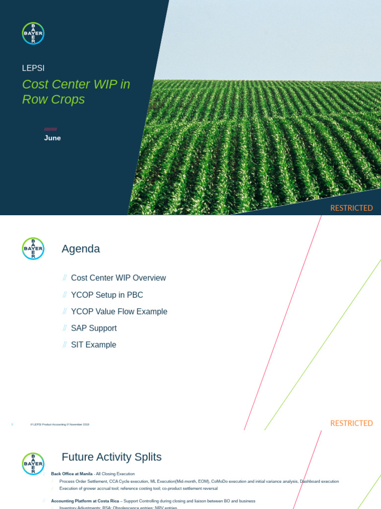 Cost Center WIP in Row Crops | PDF | Inventory | Logistics