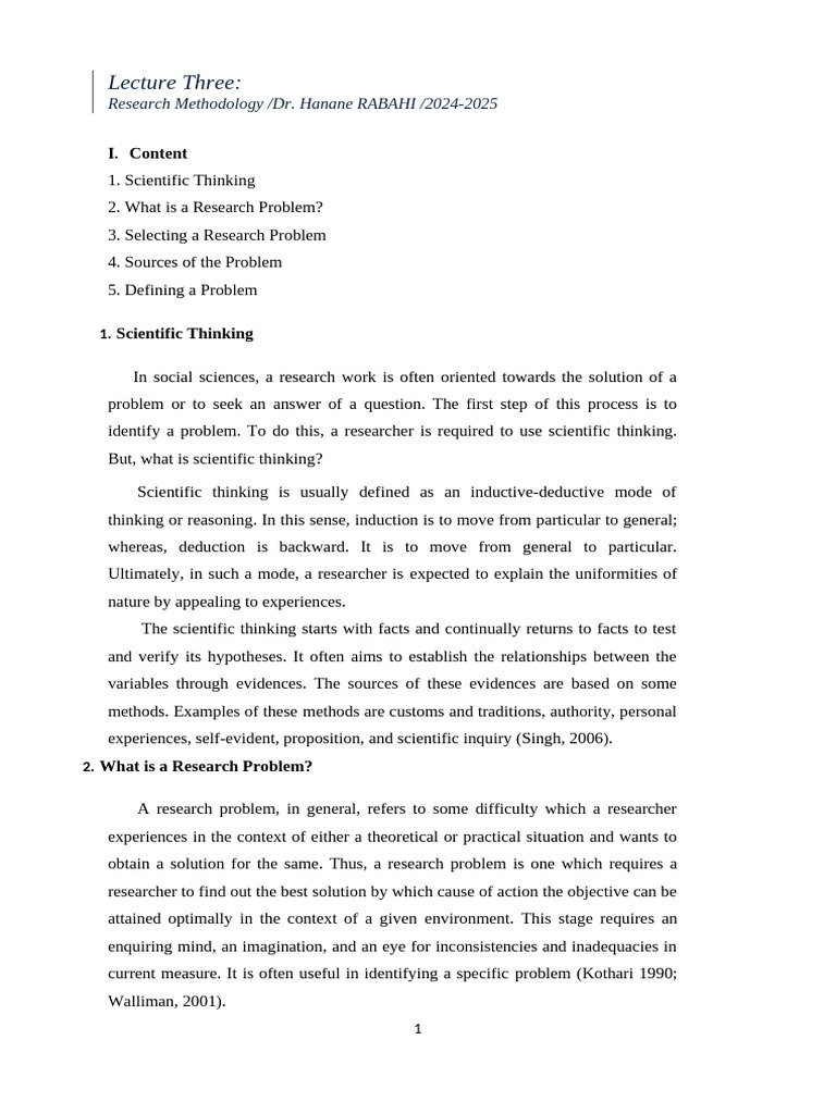 Lecture Three Research Methodology | PDF | Thought | Scientific Method