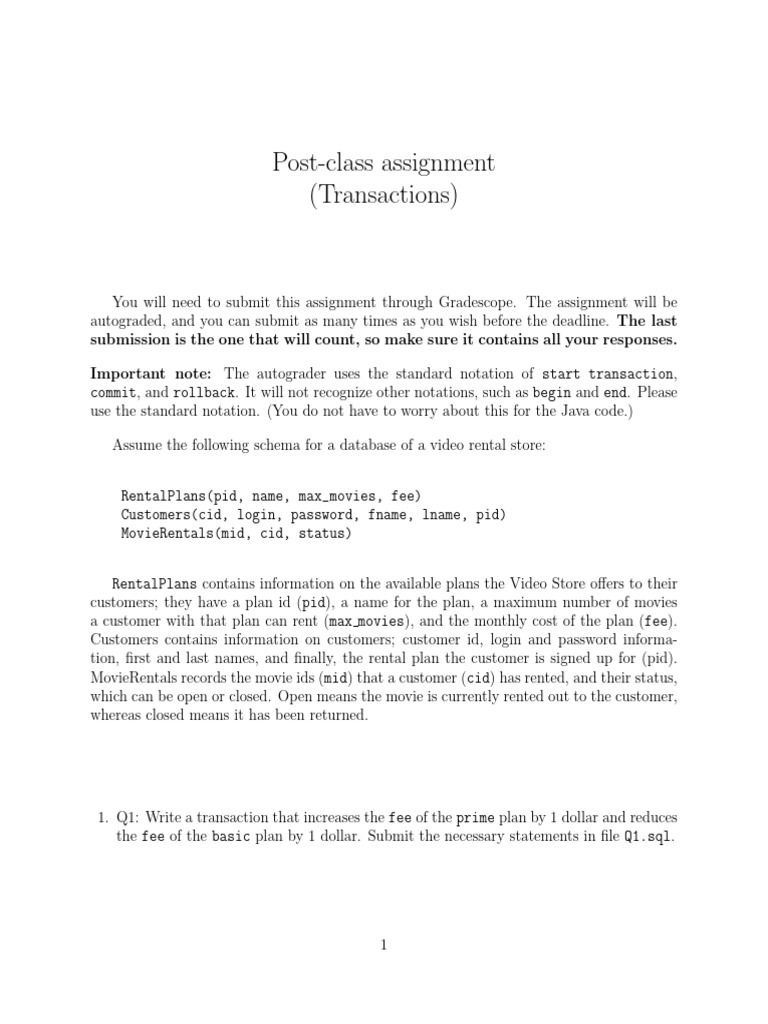 Database Transactions Assignment | PDF | Database Transaction | Data