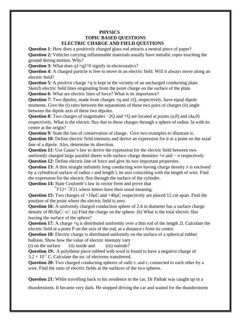 Physics Electrostatic | PDF | Electric Field | Electrostatics