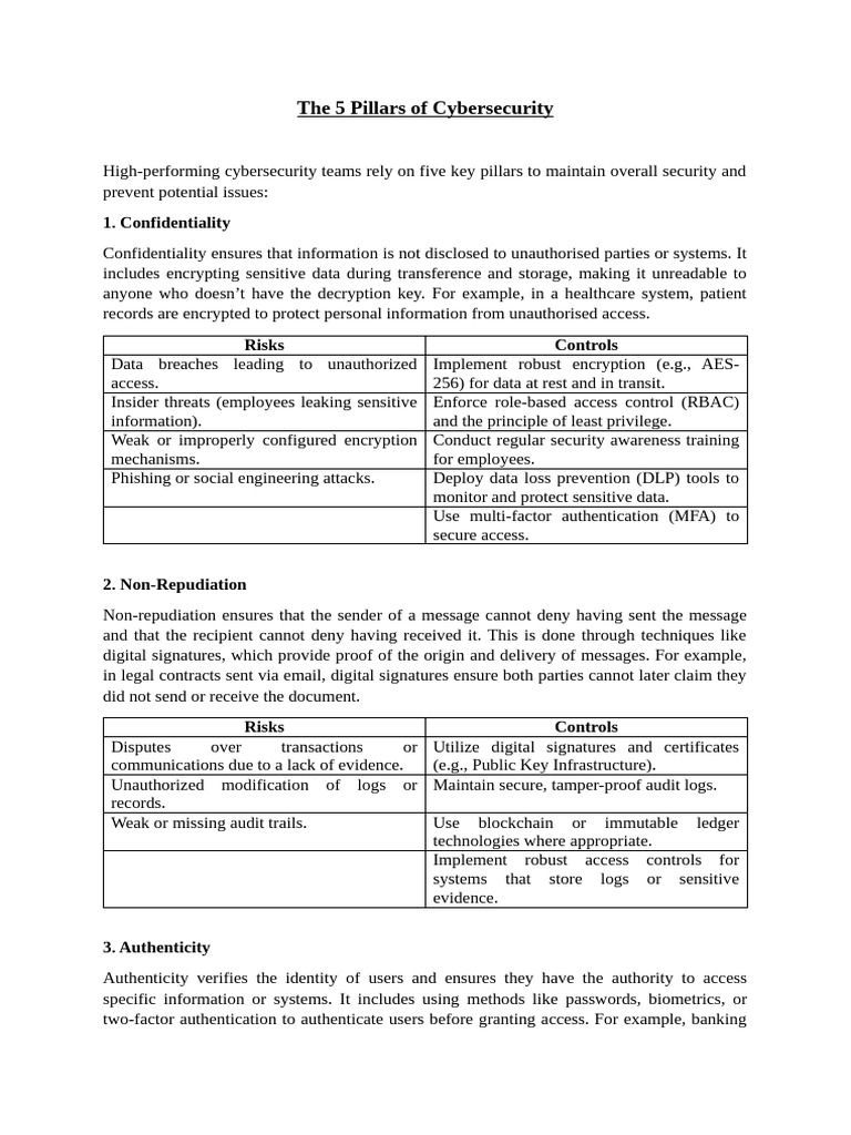5 Key Pillars of Cybersecurity Explained | PDF | Information Security ...
