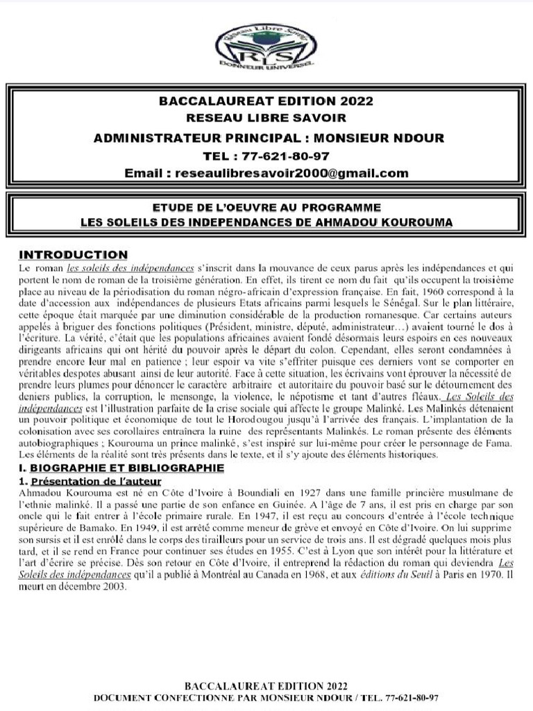 Les Soleils Des Indépendances | PDF