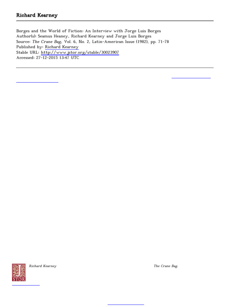 [The Crane Bag vol. 6 iss. 2] Seamus Heaney, Richard Kearney and Jorge ...