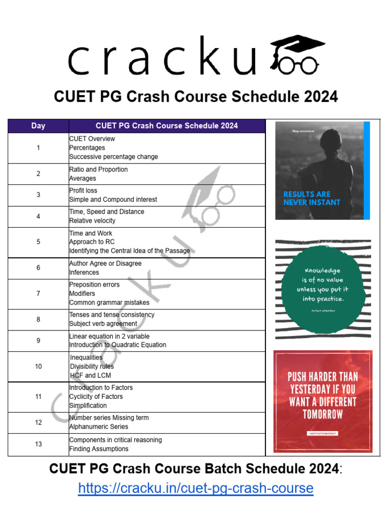 CUET PG Course Schedule 2024 | PDF