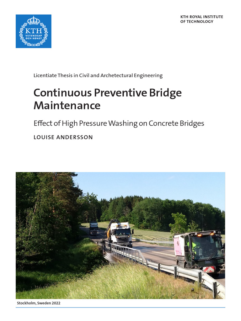 Effect of High Pressure Washing On Concrete Bridge Sweden | PDF