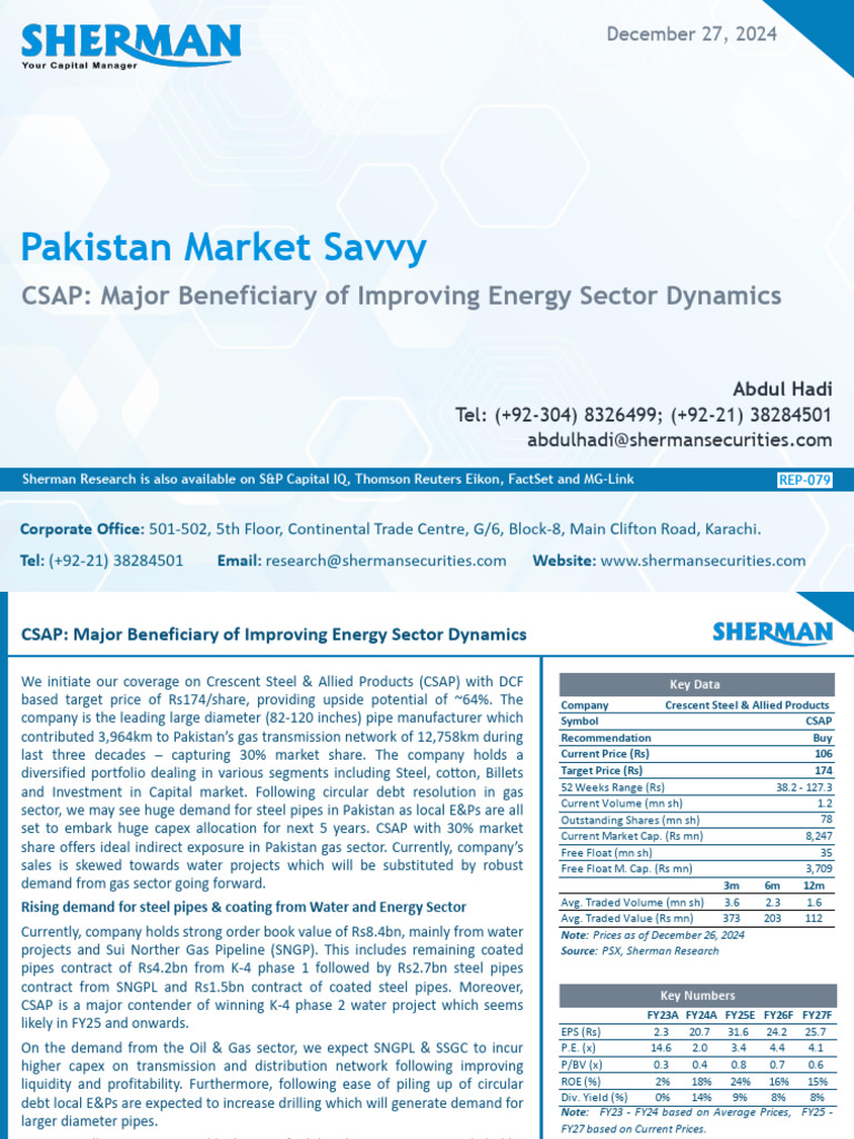 CSAP - Major Beneficiary of Improving Energy Sector Dynamics | PDF ...