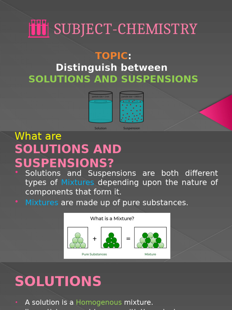Solutions Vs Suspensions | PDF