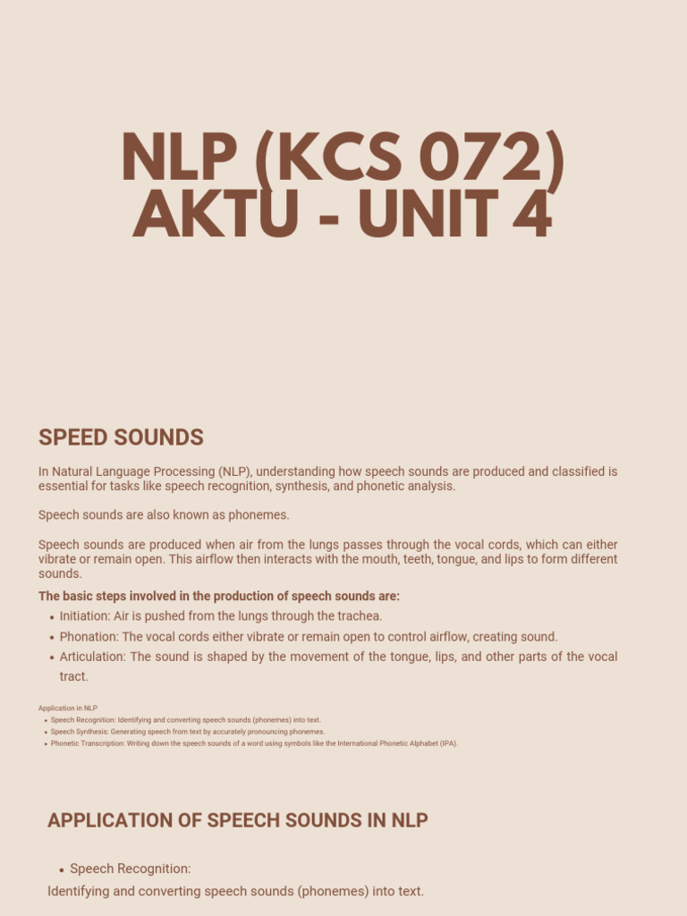 Unit 4 NLP Kcs072 | PDF | Digital Signal Processing | Phonetics