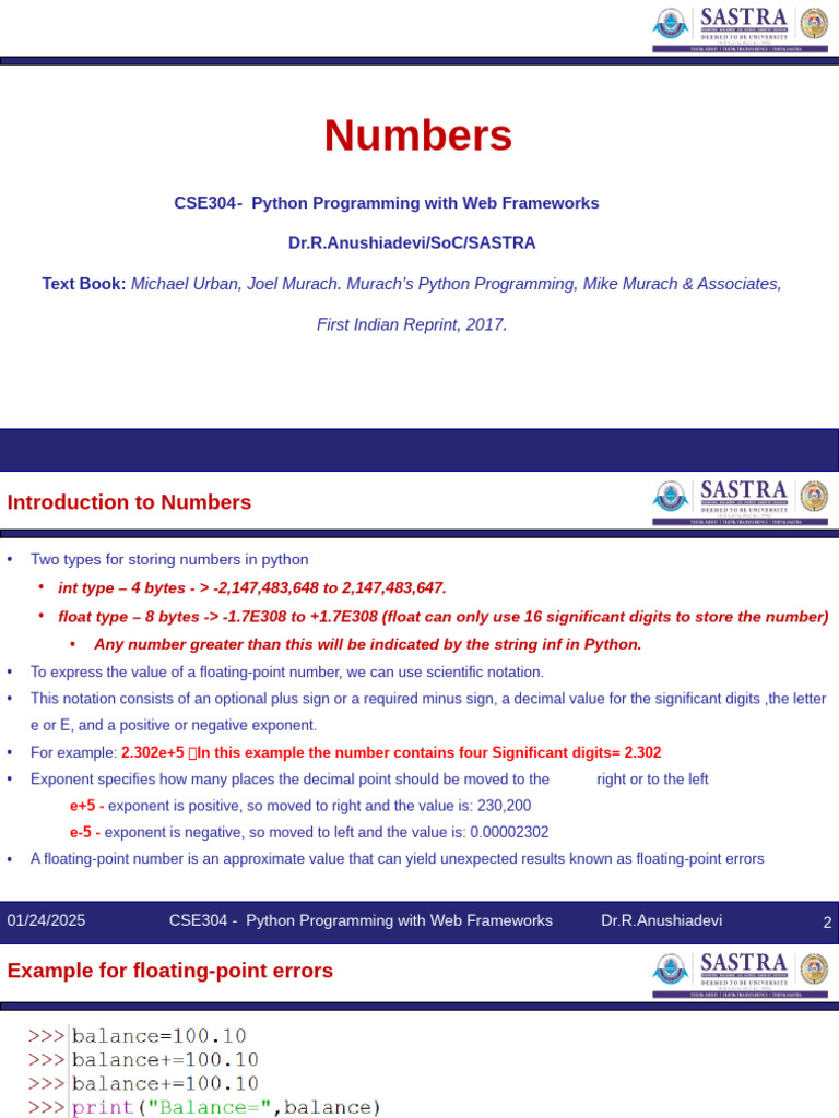 9.Numbers | PDF | Python (Programming Language) | Numbers