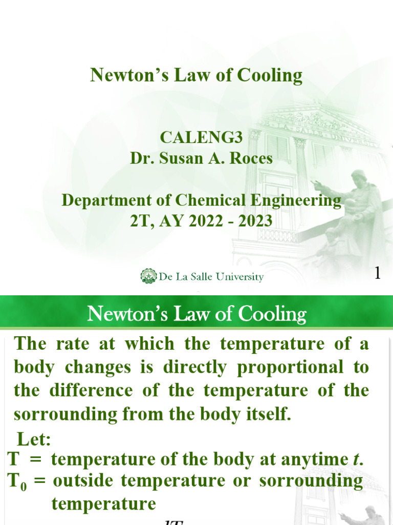 2.2 Newton's Law of Cooling | PDF | Temperature | Thermometer