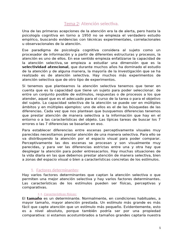 T2 Atención y Percepción | PDF | Atención | Percepción