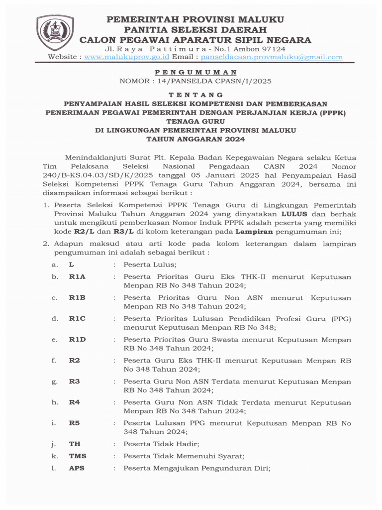 Pengumuman Penyampaian Hasil Selkom Dan Pemberkasan Guru 2024 | PDF