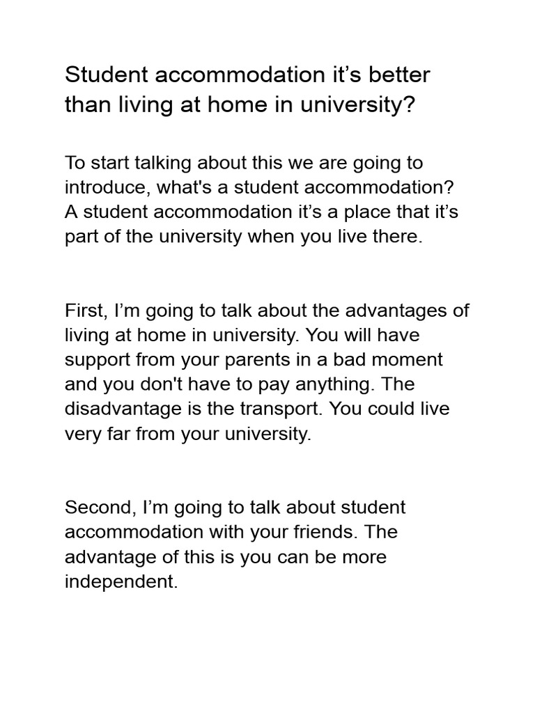 Student Accommodation It's Better Than Living at Home in University | PDF