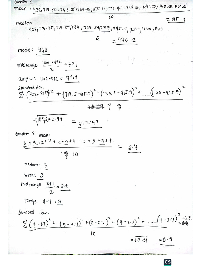 Biostats m4 Quiz Computations | PDF