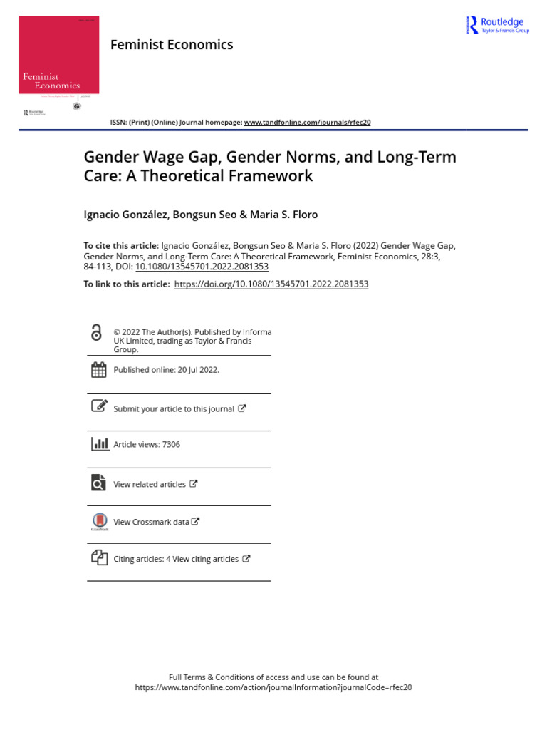 Gender Wage Gap Gender Norms and Long-Term Care A Theoretical Framework | PDF | Labour Economics ...