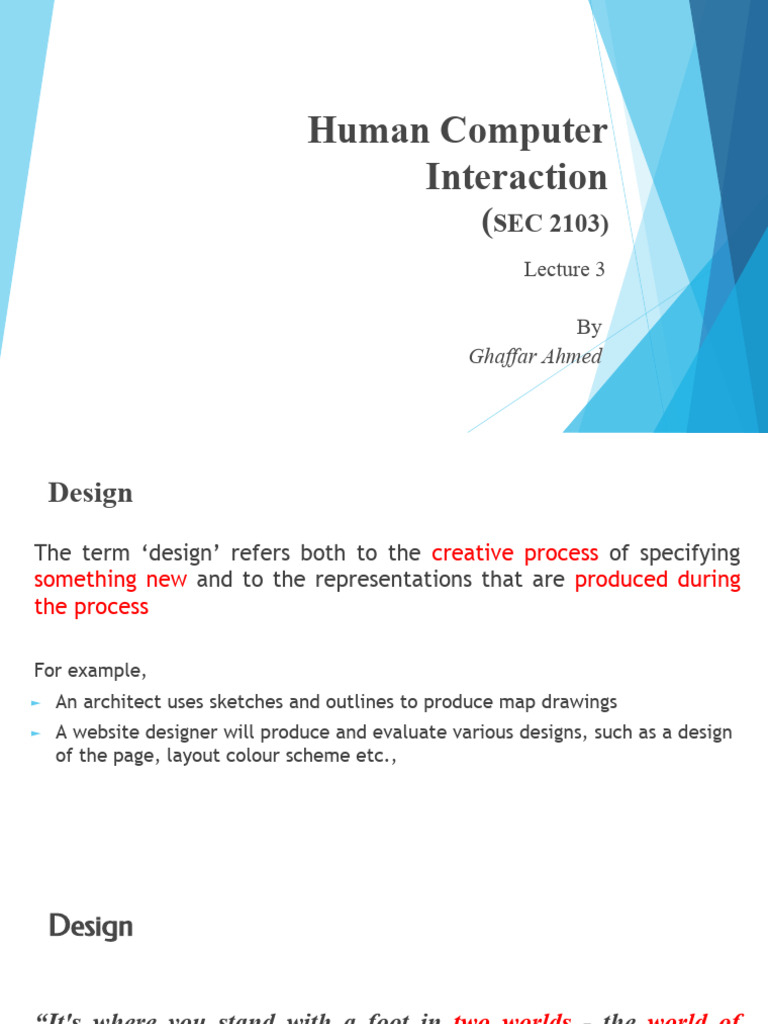 SEC 2103 HCI Lecture 03 PACT on 24-09-2024 | PDF | Input/Output | System