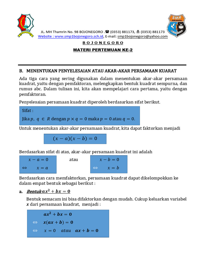 Pertemuan Ke-2-Persamaan Kuadrat | PDF