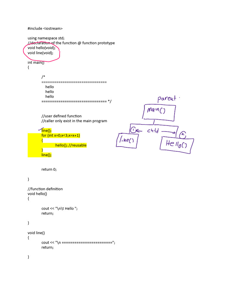 CSC425 Function Additionalnotes VoidFunctionWithNoParameters | PDF