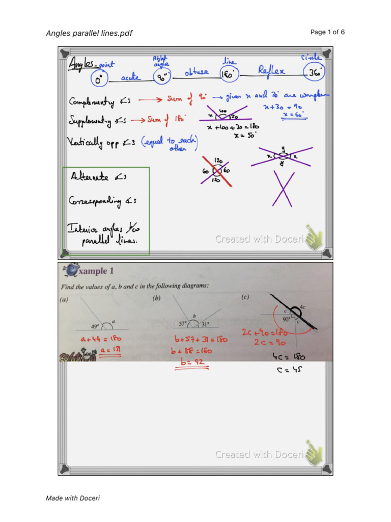 Angles parallel lines | PDF