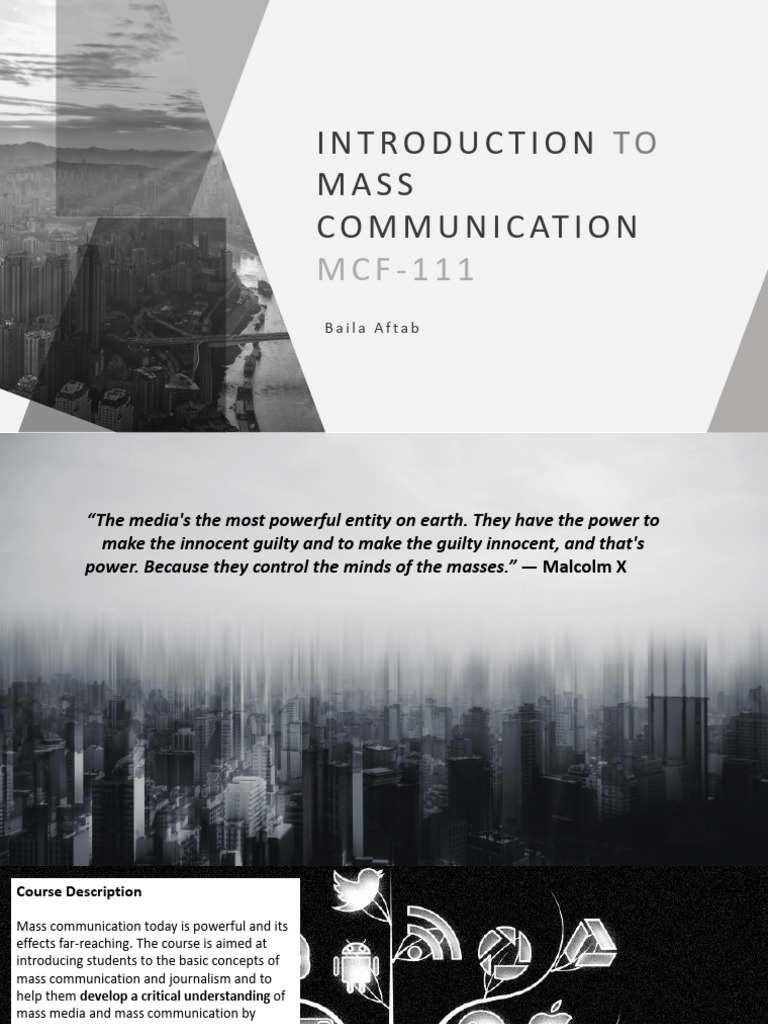 Introduction to Mass Communication Concepts | PDF | Communication ...