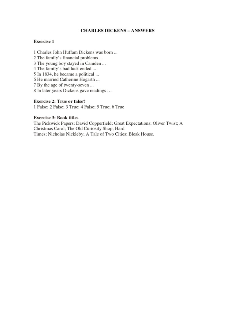 Dickens: Key Facts and Answers | PDF | History | Religion & Spirituality