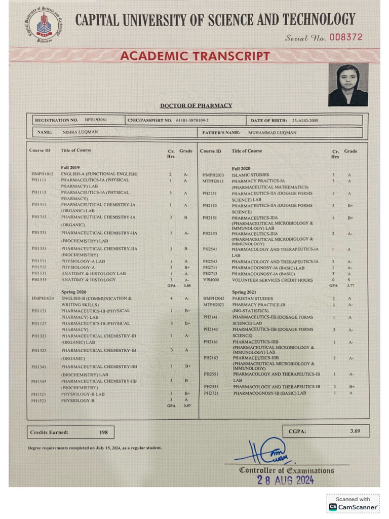 Bachelors Transcript | PDF