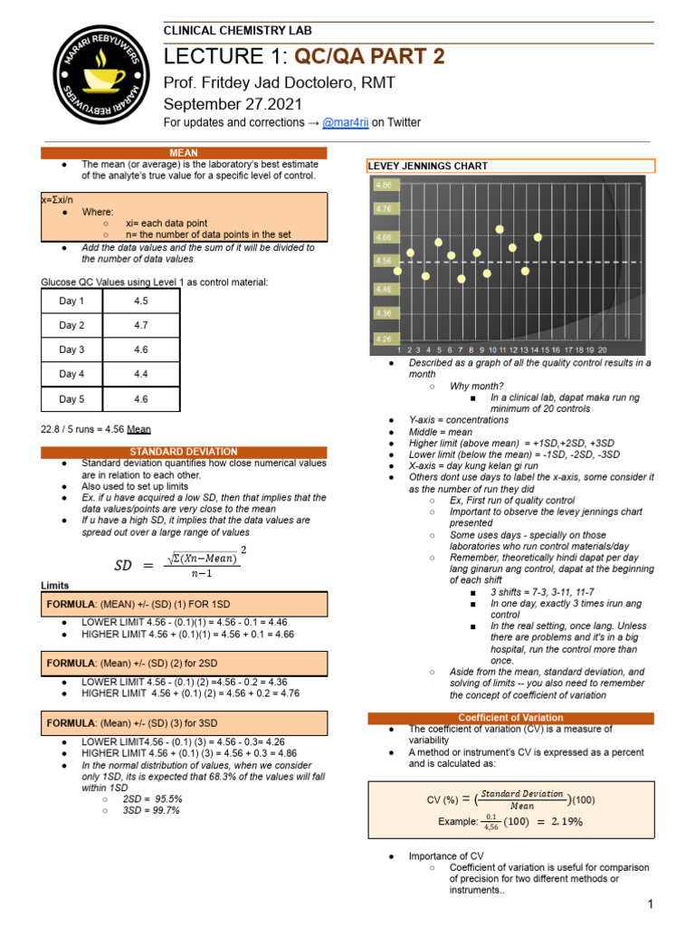 Clinical Chemistry QC/QA Lecture | PDF | Glycated Hemoglobin | Glucose
