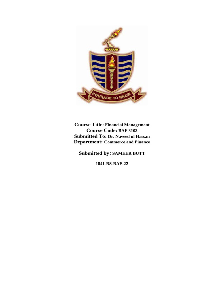 Sameer Butt Finance Report..Docx Final | PDF | Equity (Finance) | Depreciation